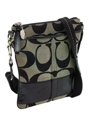COACH Signature Canvas And Patent Leather Crossbody Bag - Black