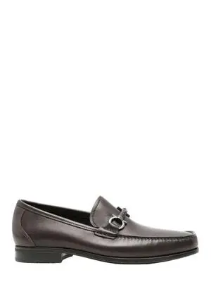 SALVATORE FERRAGAMO Gancini Plaque Leather Loafers