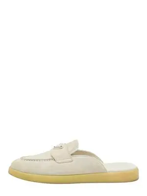 Prada Suede Flat Mules - Neutrals