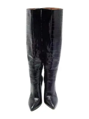 Paris Texas Croc-embossed Knee-high Stiletto Boots - Black
