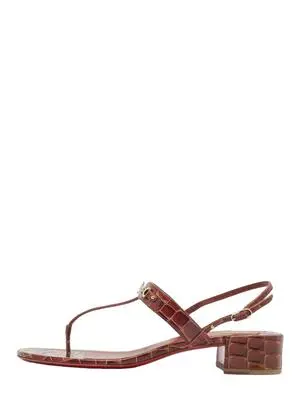 CHRISTIAN LOUBOUTIN Christian Louboutin Brown Croc-Embossed Leather Slingback Sandals
