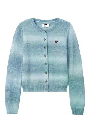 Izzue Gradient Heart-patch Cardigan - Blue