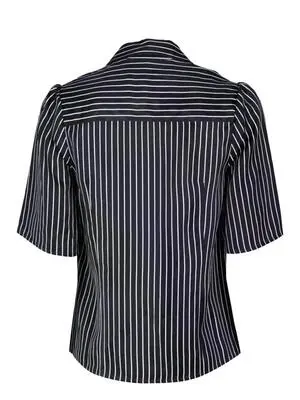 Maria Mcmanus Stripe Print Bell Sleeve Blouse - Black