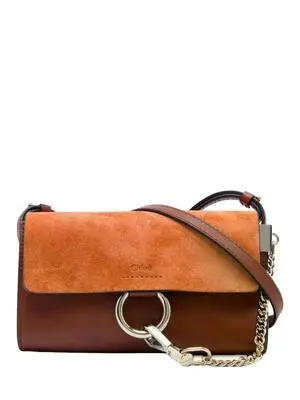 Chloé Calfskin And Suede Faye Chain Crossbody Bag - Brown