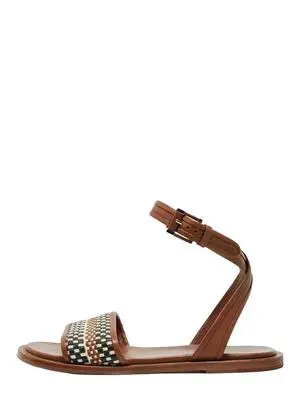 LORO PIANA Loro Piana Woven Leather Ankle-Wrap Sandals