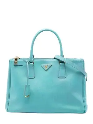 Prada Saffiano Lux Galleria Double Zip Satchel - Blue
