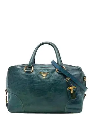 Prada Prada Vitello Shine Satchel Blue