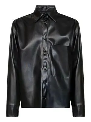 COSTUMEIN Leather-effect Chest-pocket Shirt - Black
