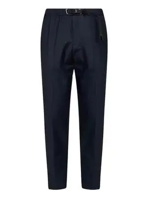 WHITE SAND Belted Pleated Trousers - Blue