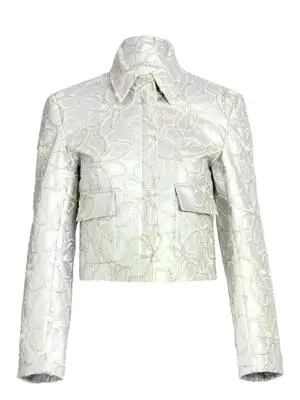 Silvia Tcherassi Cropped Floral-embroidered Jacket - Silver