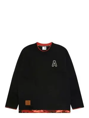 AAPE BY *A BATHING APE Embroidered Layered-hem T-shirt - Black