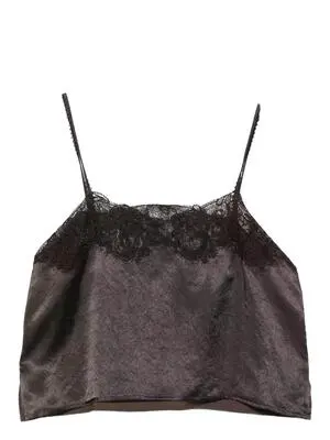 ALYSI Lace-trim Camisole Top - Brown