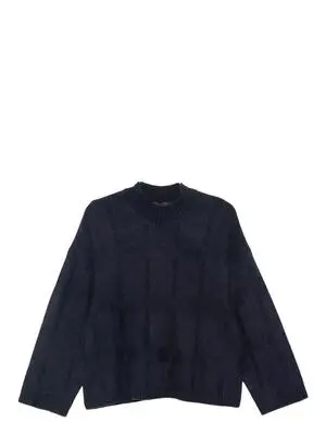 Emporio Armani Check Pattern Mock Neck Sweater - Blue