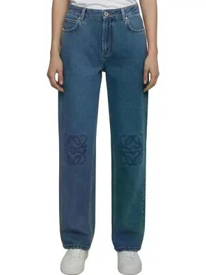Loewe Anagram Embroidered Straight Leg Jeans - Blue