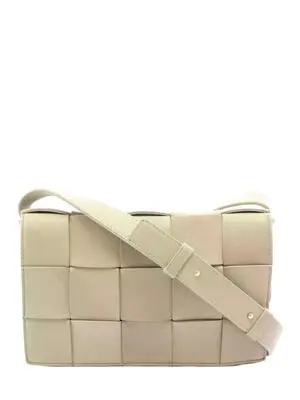 Bottega Veneta Bottega Veneta Grained Calfskin Intrecciato Cassette Crossbody Bag Brown