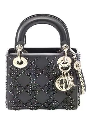 DIOR Christian Dior Lambskin Cannage Beaded Lady Dior Satchel