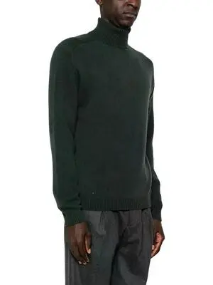Boglioli Ribbed Knit Roll Neck Sweater Green