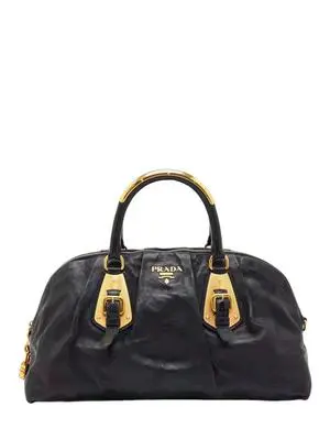 Prada Prada Calf Leather Bauletto Satchel Bag Black