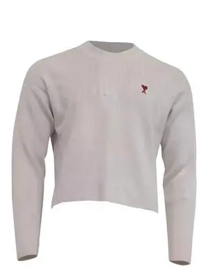 AMI Paris De Coeur Ribbed Knit Sweater - Neutrals