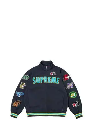 Supreme Appliqué Logo Zip-up Sweatshirt - Blue