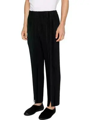 Issey Miyake Pleated Slit-hem Trousers - Black