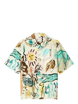 Paul Smith Ink Works Print Viscose-blend Shirt Neutrals