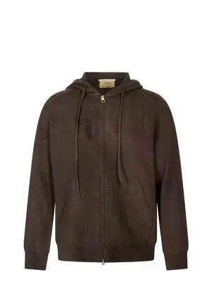 MONTECORE Zip-up Hoodie With Drawstring Hood - Brown