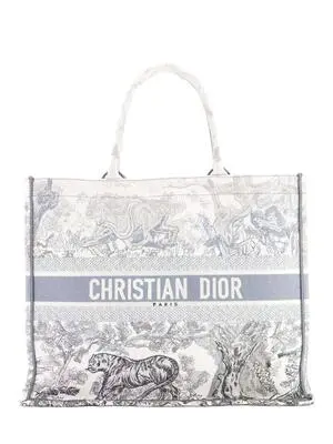 Dior Book Embroidered Canvas Large Tote Bag - Grey