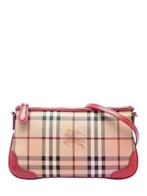 Burberry Peyton Haymarket Check Coated Canvas Crossbody Bag - Red