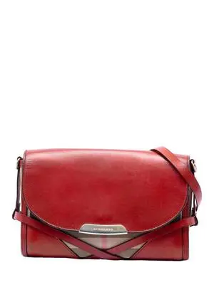 Burberry Leather And House Check Canvas Crossbody Bag - Red