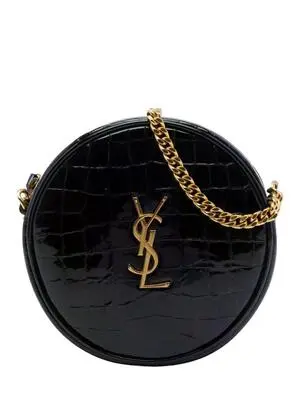 SAINT LAURENT Saint Laurent Croc Embossed Patent Leather Camera Bag