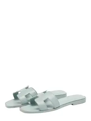 Hermès H Cut-out Leather Sandals - Blue