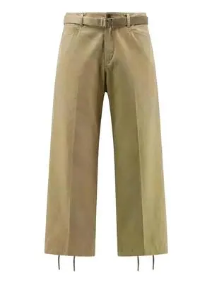Sacai Belted Drawstring-hem Wide-leg Trousers - Neutrals