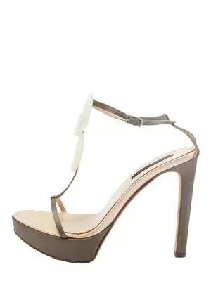SERGIO ROSSI Satin Ankle-strap Platform Sandals - Grey