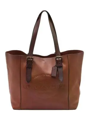 COACH Coach Grained Leather Embossed Logo Tote Bag