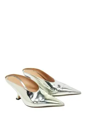 Bottega Veneta BOTTEGA VENETA Metallic Pointed Toe Mules Silver