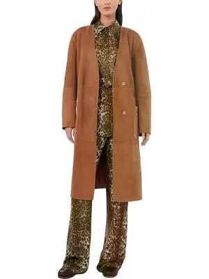 Max Mara Max Mara Belted Suede Coat Brown