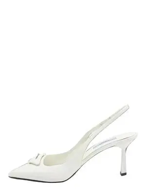 Prada Padded Triangle Logo Slingback Pumps - White