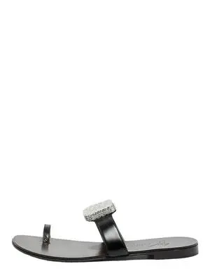 GIUSEPPE ZANOTTI Crystal-embellished Flat Sandals - Black