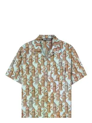 Palm Angels Fire Hydrant-print Shirt - Blue