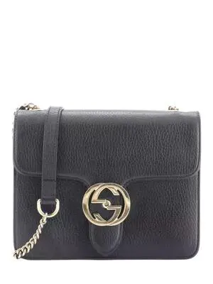 Gucci Interlocking Leather Shoulder Bag - Black