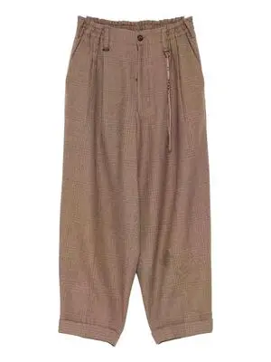 MASTERMIND WORLD Glen Check Pleated Trousers - Brown