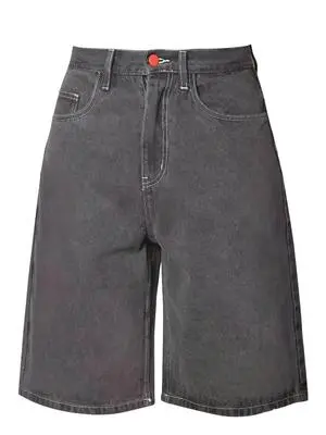 BEWIDER Contrast Stitch Denim Shorts - Grey