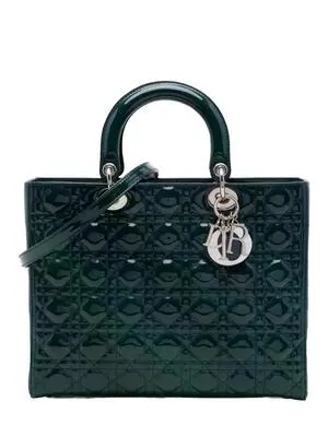 Dior Patent Cannage Lady Satchel - Green