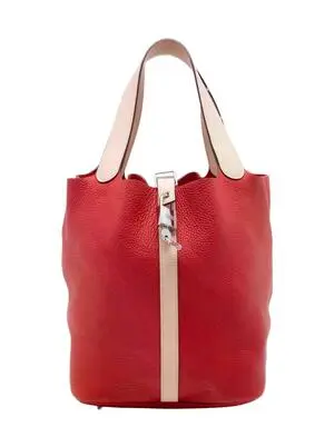 Hermès Hermès 2016 Clemence And Swift Leather Picotin Lock 26 Handbag Red