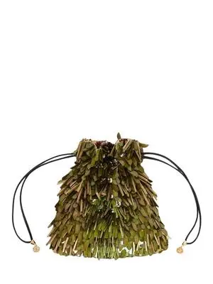La DoubleJ Dustbag Pochette With Embroidered Wood Drops - Green