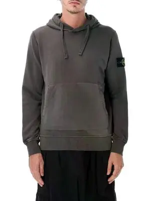 Stone Island 6100062 Organic-cotton Fleece Regular-fit Hooded Sweatshirt With Pouch Pocket - Grey