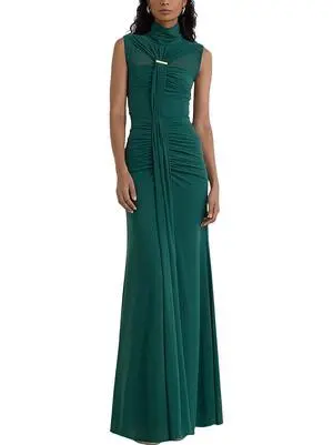 REISS Ruched Sleeveless Maxi Dress - Blue