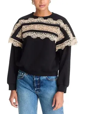 SEA SEA Jemima Cotton Sweatshirt With Lace Trim