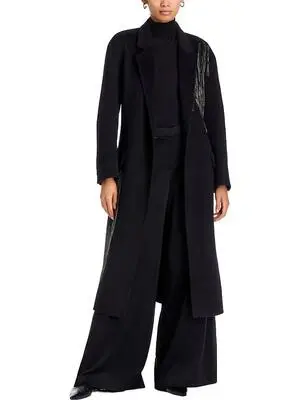 Kobi Halperin Embellished Wool Blend Coat - Black